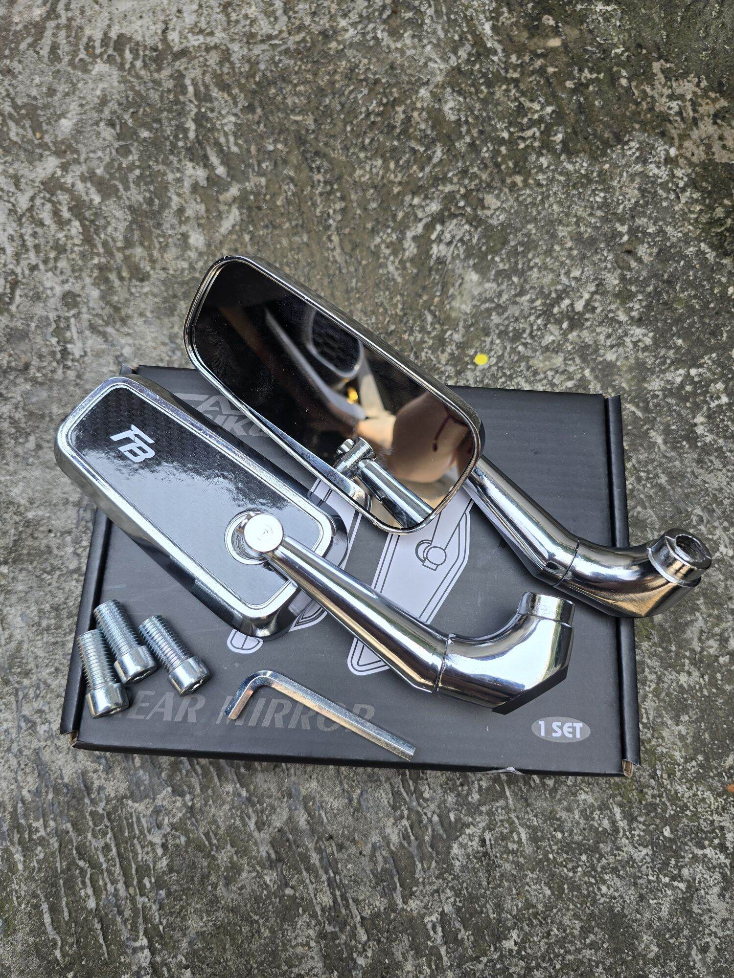 Spion H2C Vietnam Racing Model Kotak Karbon Full CNC Chrome Dan Hitam ...