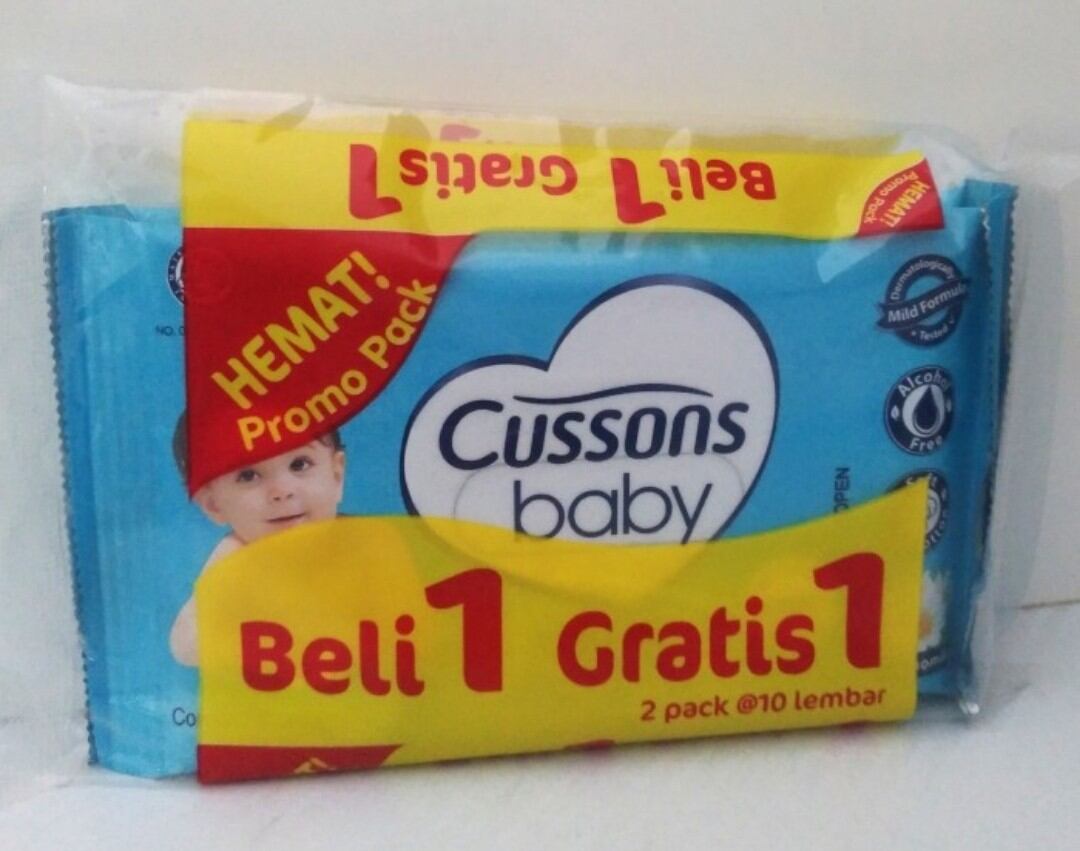 cussons baby wipes biru mild & gentle 10+10 sheets tisu tissue basah ...