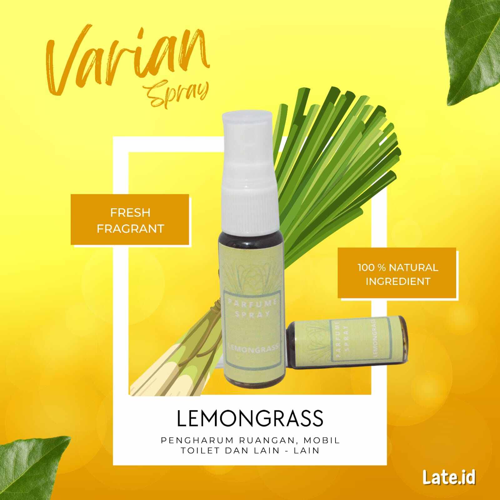 Terlaris pengharum ruangan varian Lemongras/sereh tipe semprot/seprai ...