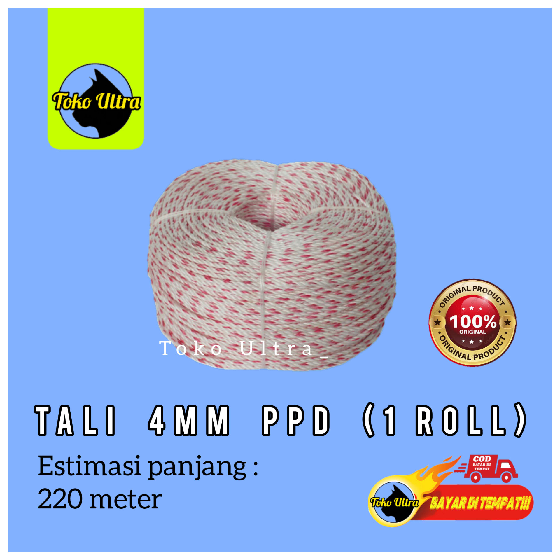 TALI 4MM PPD 1 ROLL (COD) TABANG 4MM / TAMPAR 4MM / TALI IKAT MOBIL ...