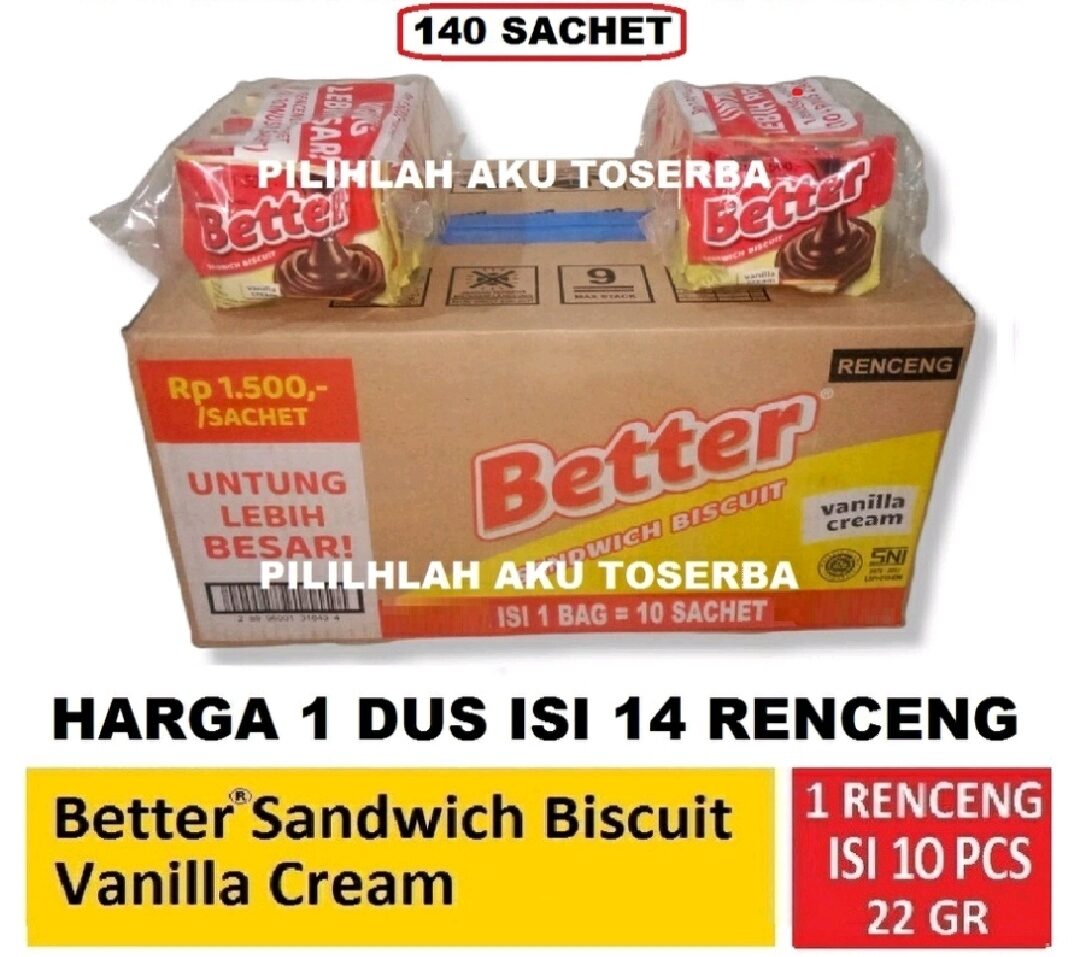 BISCUIT BETTER SANDWICH BISCUIT VANILLA CREAM 1 DUS ISI 14 RENCENG 140 ...