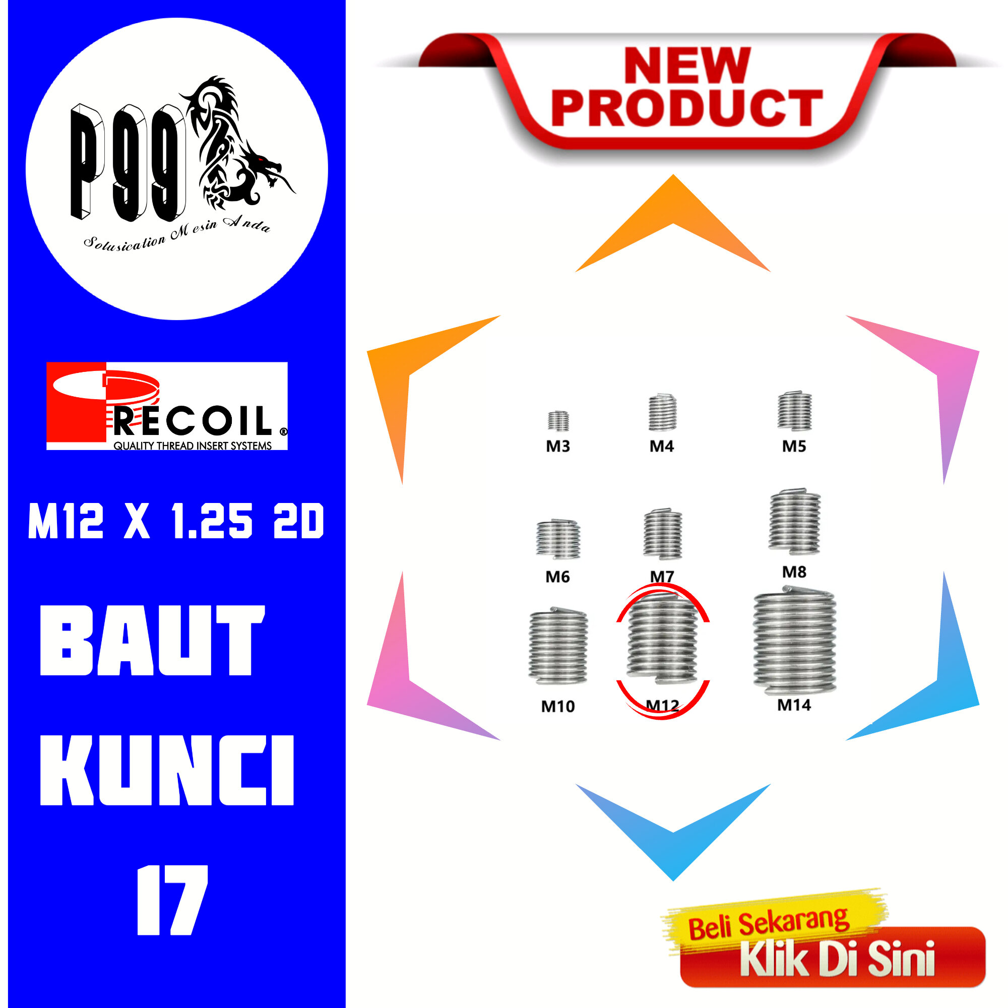 recoil drat baut 17. M12×1.25 2D material per stainles steel | Lazada ...