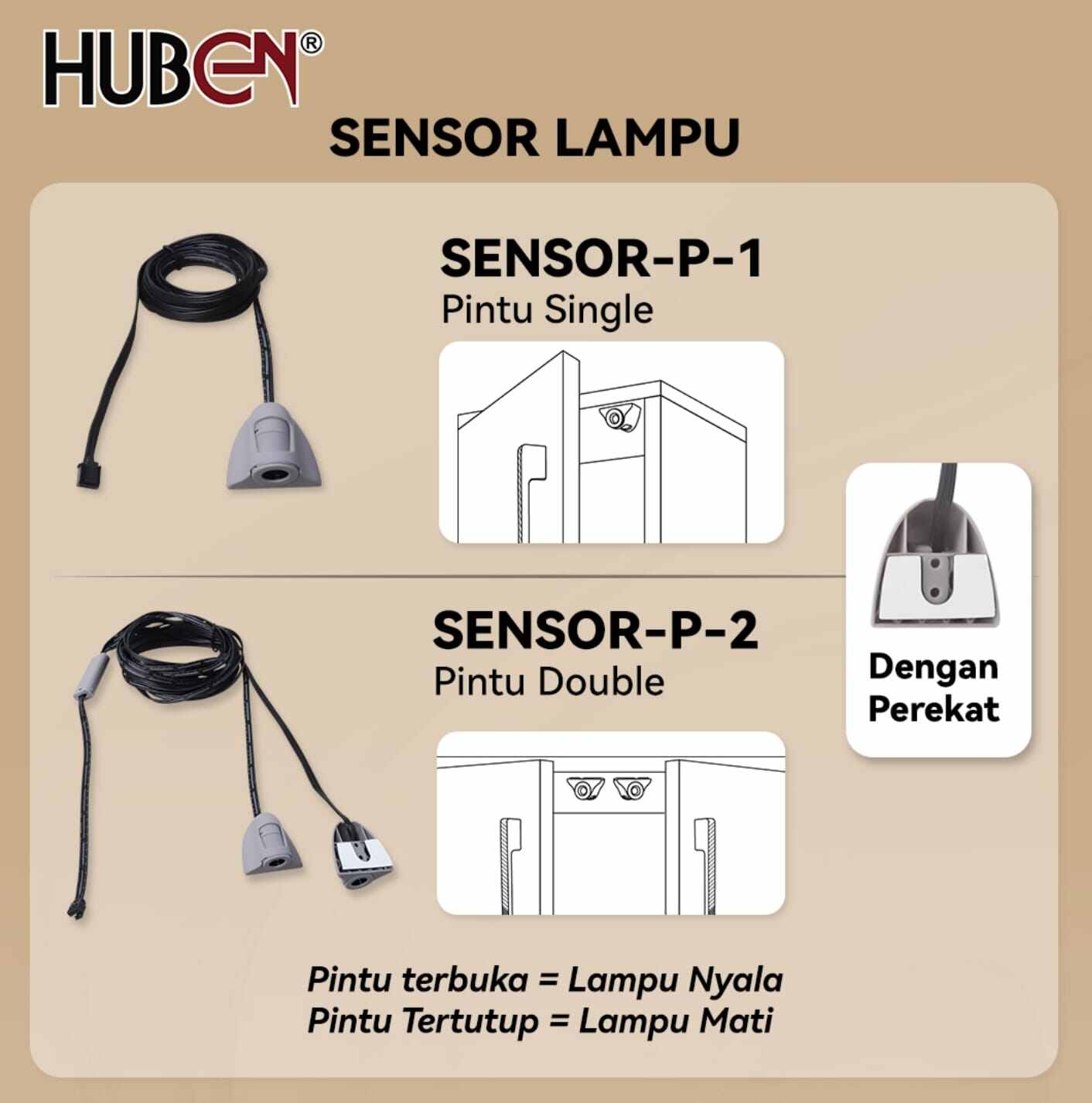 HUBEN Sensor Lampu LED Pintu Single HUBEN Otomatis Huben | Lazada Indonesia