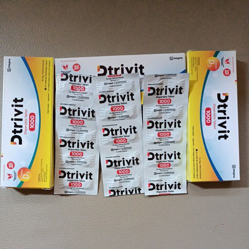 Dtrivit Strip Isi 10 Tablet Kunyah Vitamin D3 1000 IU Rasa Susu ...