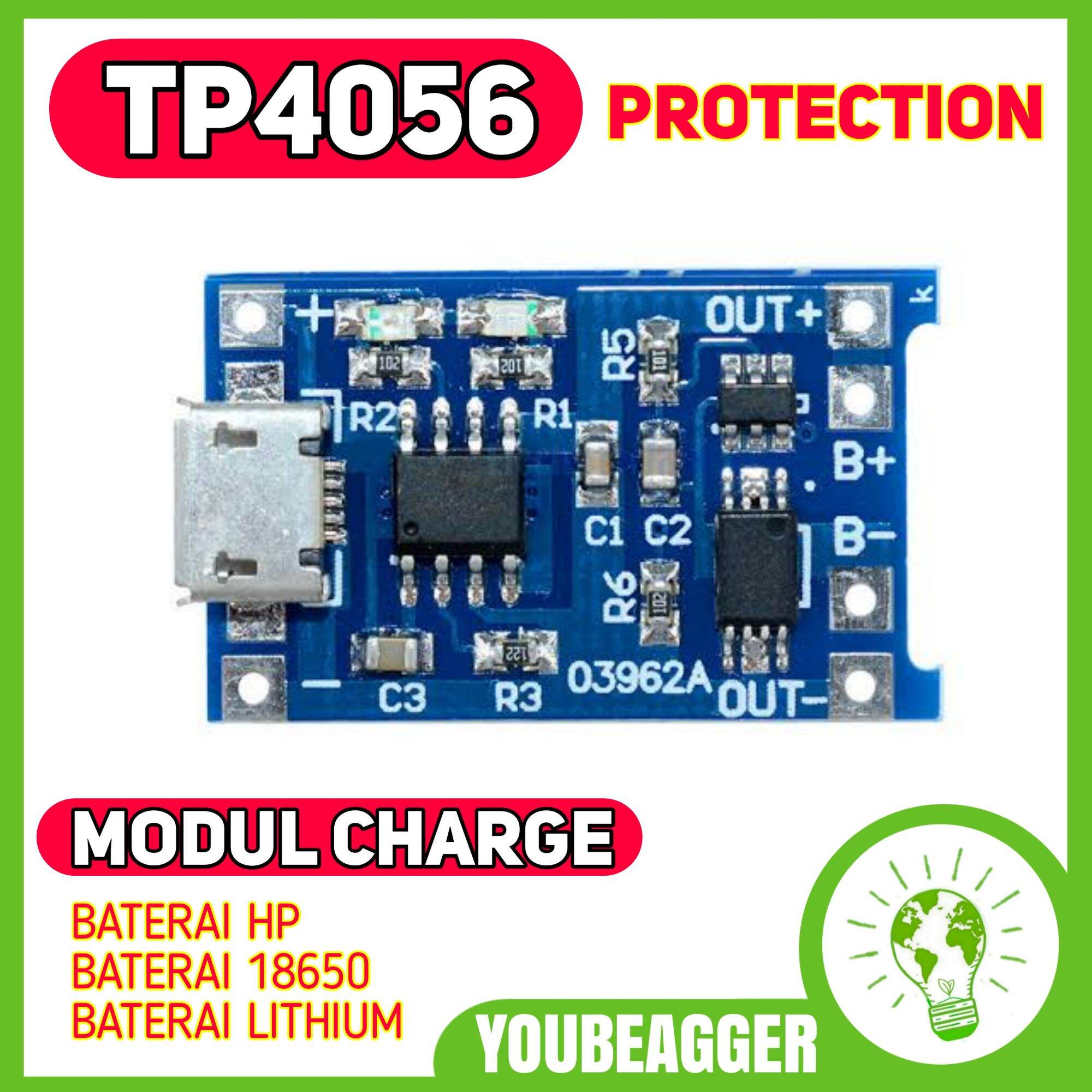 Modul TP4056 With protection untuk cas baterai | Lazada Indonesia