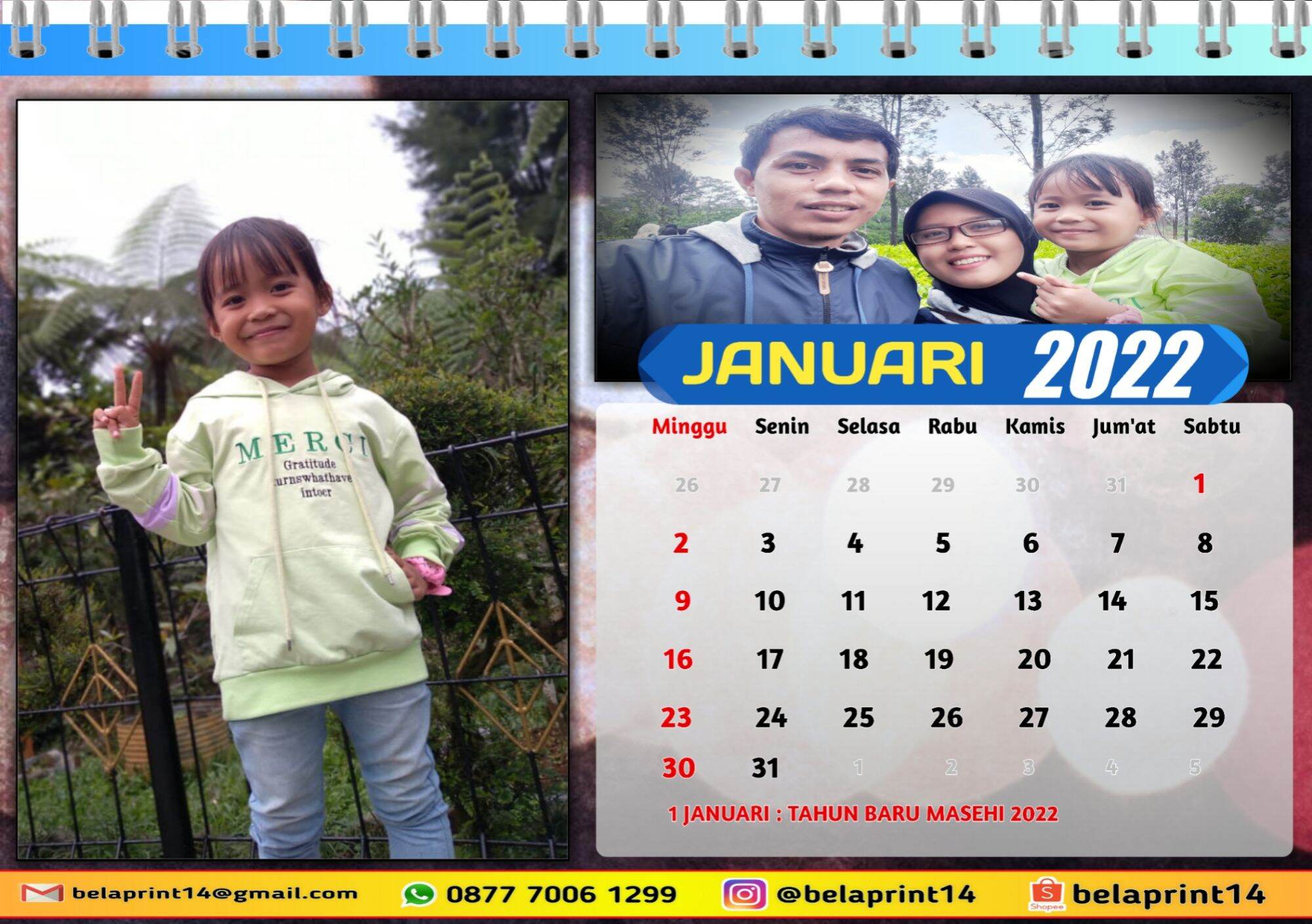 Kalender Meja Custom 12 lembar - bisa pakai foto sendiri | Lazada Indonesia