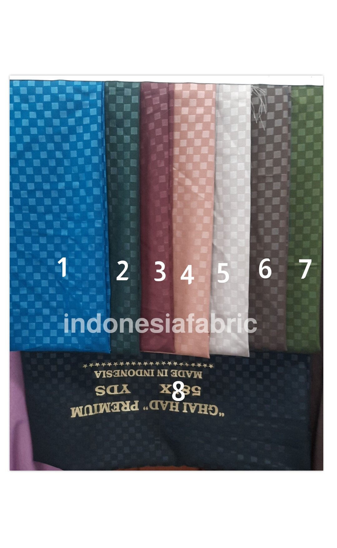 1 meter kain bahan wolfis embos woolpeach emboss motif Catur kotak ...