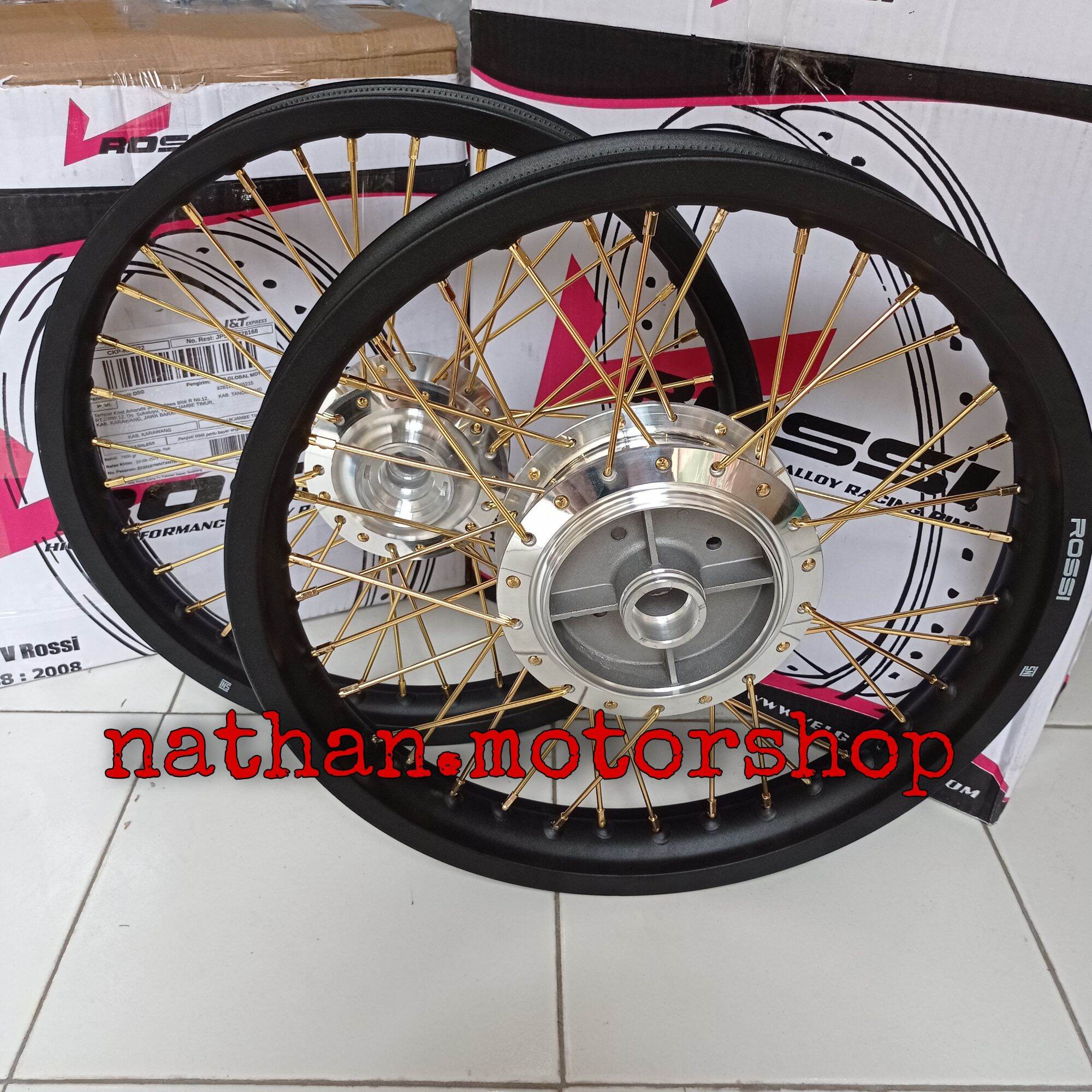 ROSSI - Velg Jari2 RX King Ring 17 Sepasang Depan Belakang Black/Gold ...