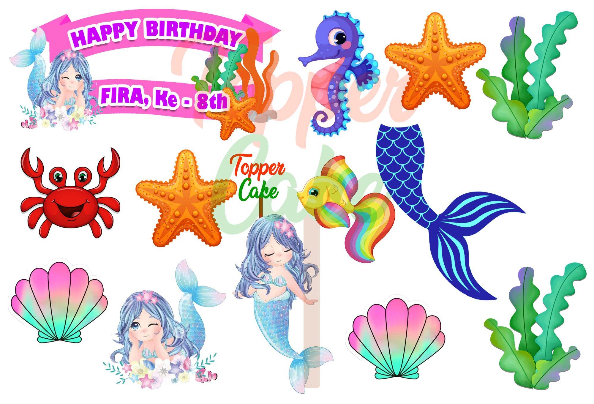 Topper Cake Putri Duyung gratis tambah nama/ Ingin COD? silakan chat ...