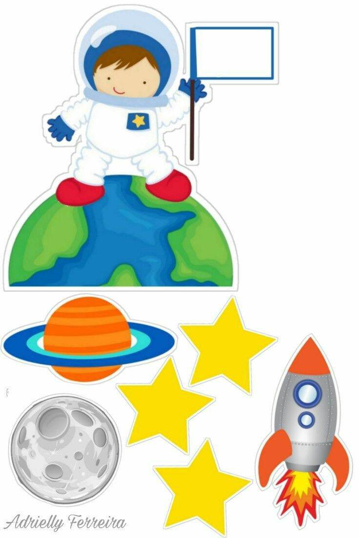 Topper cake kue karakter astronot bulan bintang free custom nama ...