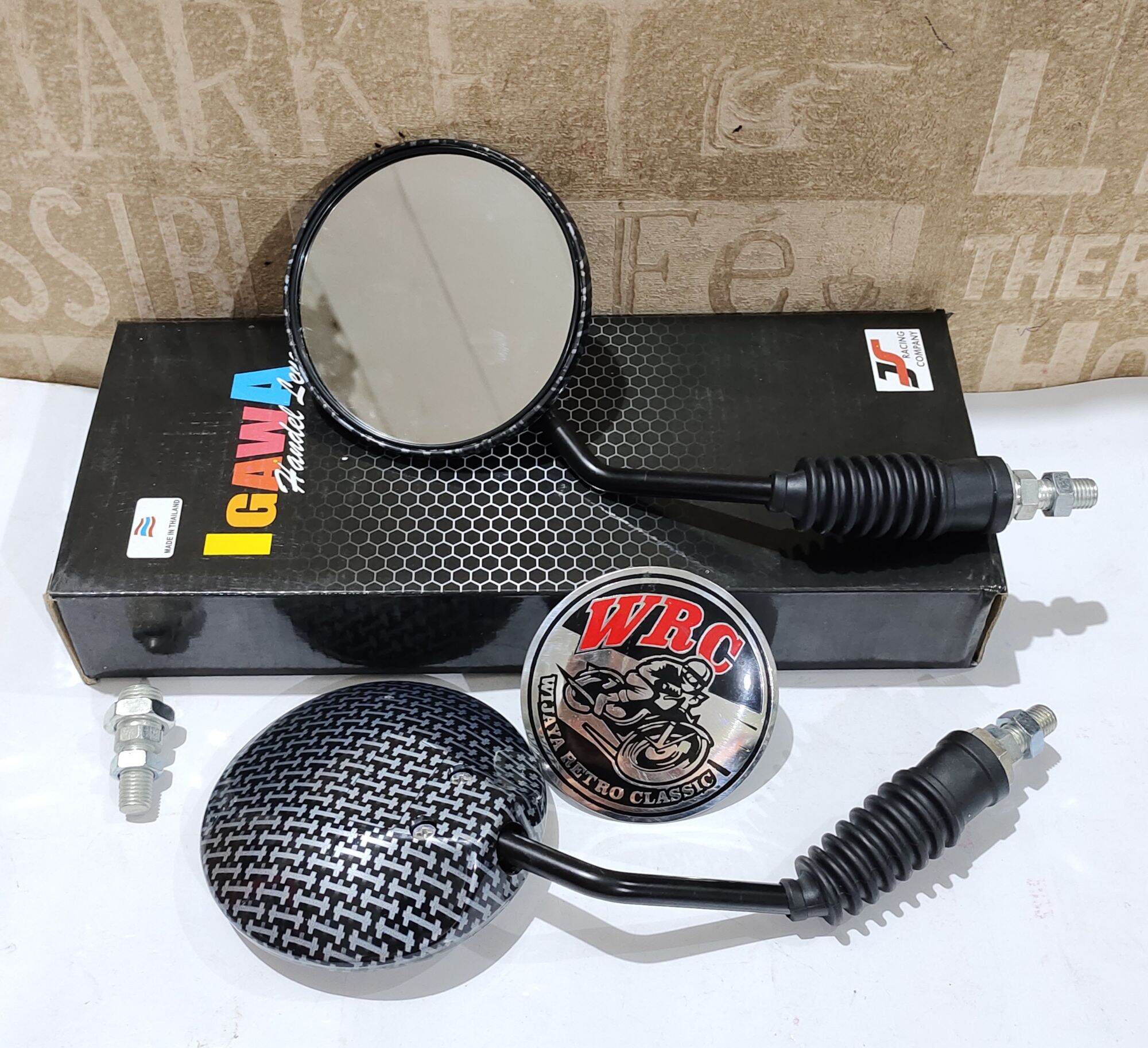 Spion Bulat Tangkai Lipat Hitam Carbon Thai Look | Lazada Indonesia