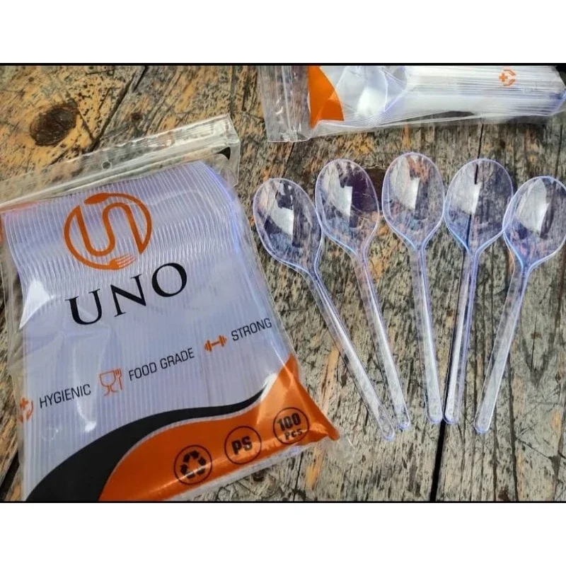 Sendok Makan Plastik Bening isi 100pcs UNO | Lazada Indonesia