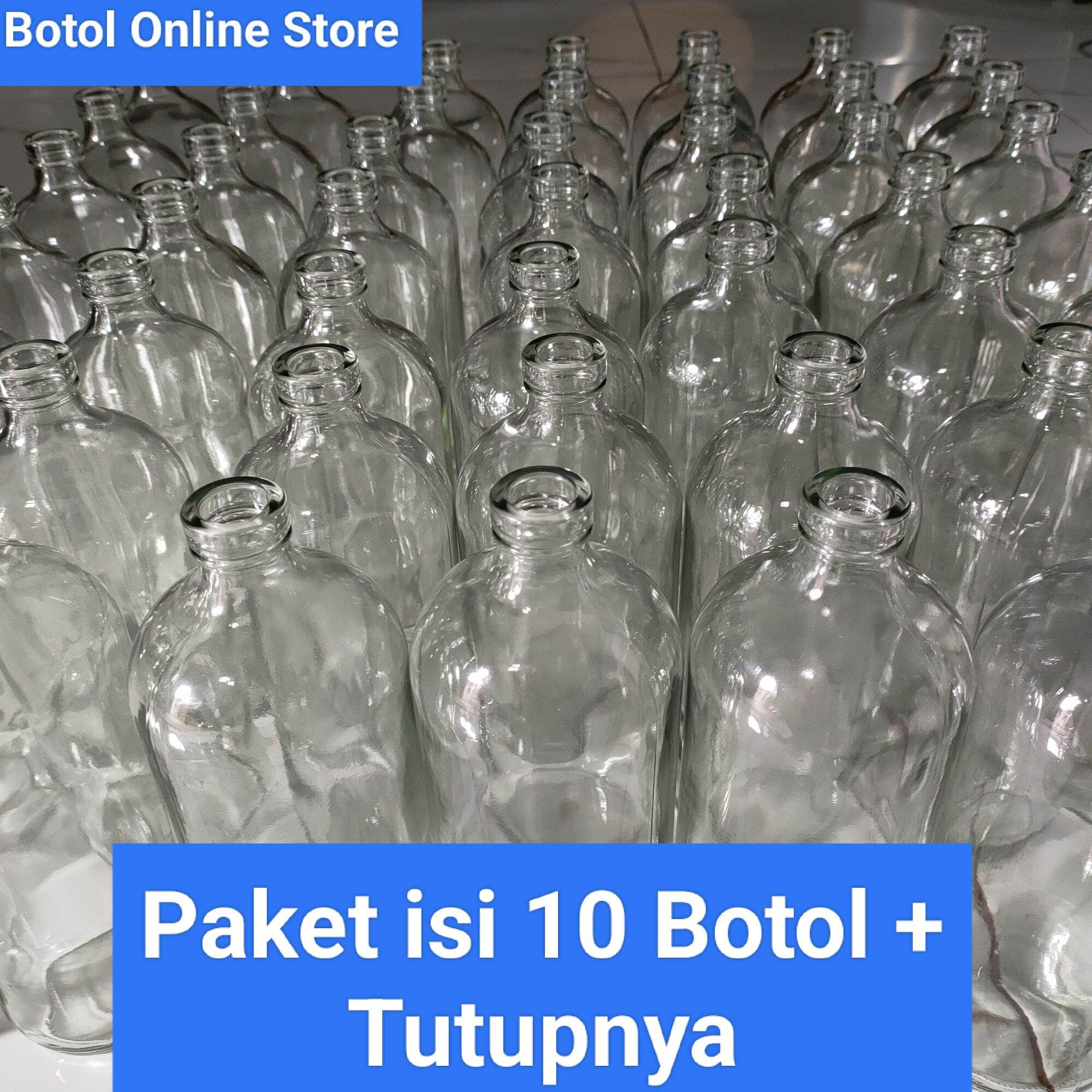 Paket isi 10 Pcs Botol Kaca Bening 1Liter/ Botol Jamu 1Liter/ Botol ...
