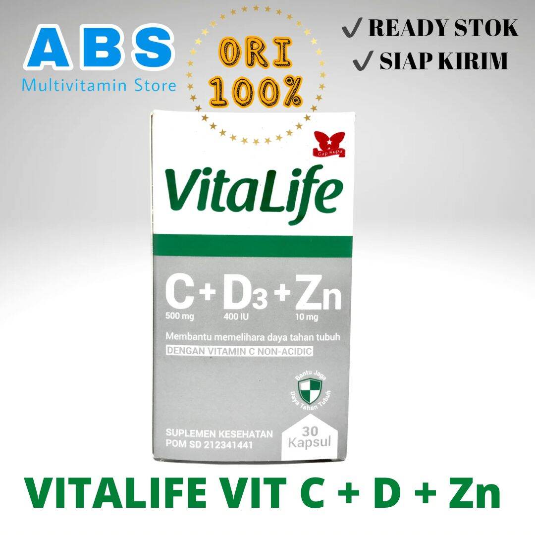 Vitalife multivitamin C+D3+Zn isi 30 kapsul | Lazada Indonesia