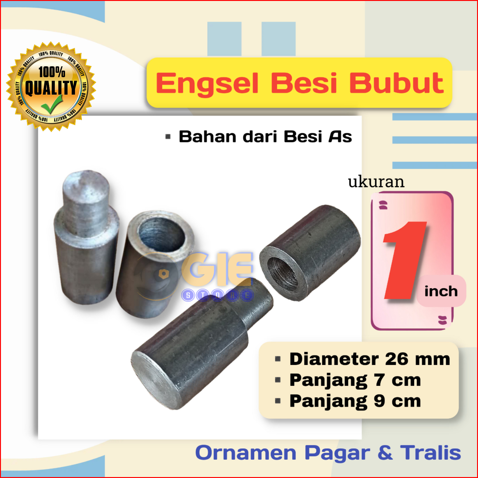 Engsel Bubut besi 1 inch engsel pintu pagar besi dan tralis | Lazada ...