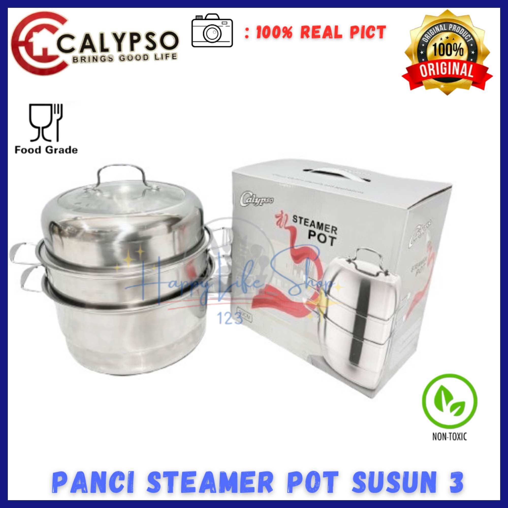 Panci Steamer Pot Stainless Susun 3 CALYPSO / Panci Steamer Stainless 3 ...