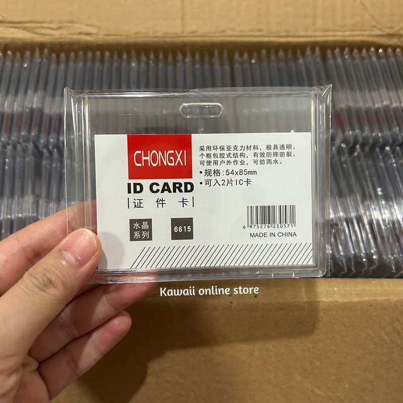 Tempat ID Card Akrilik Transparan Bening Holder 2 sisi Vertikal ...