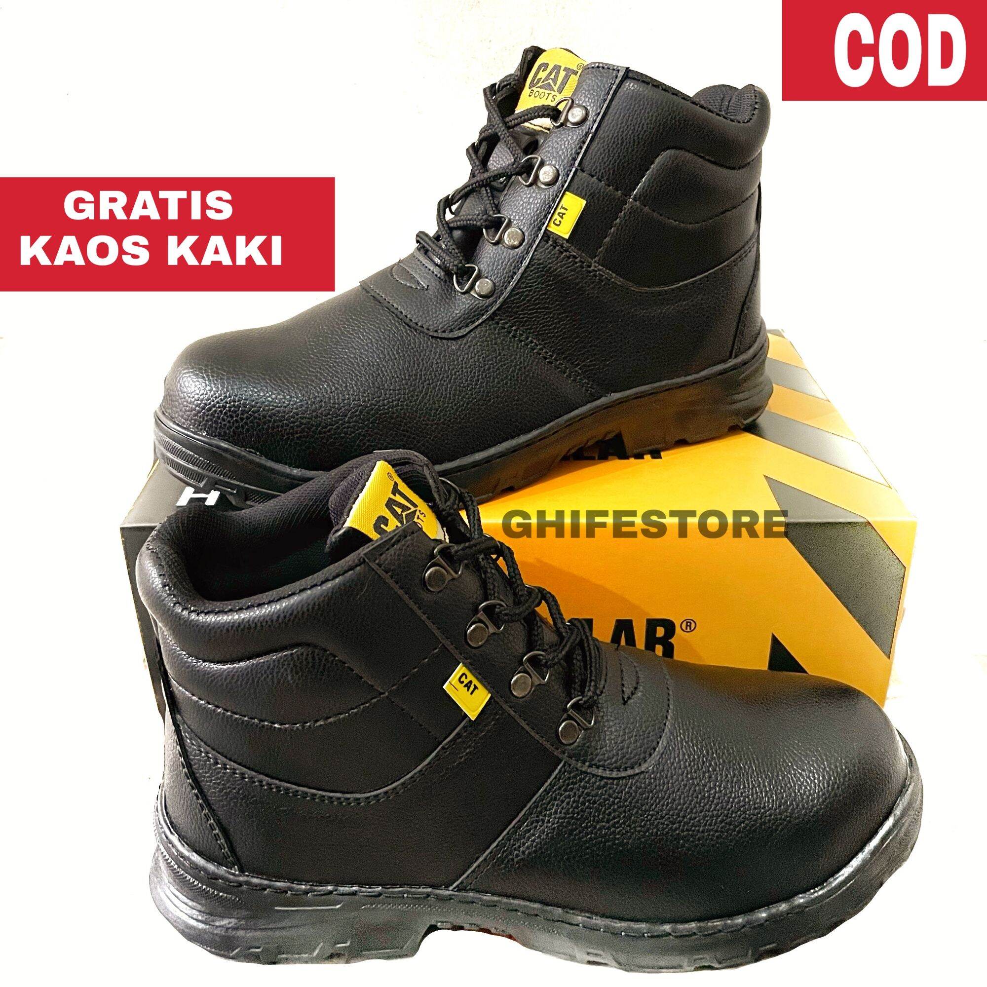 Sepatu Safety Shoes Boots Pria Safety Bahan Kulit Ujung Besi Anti Slip ...