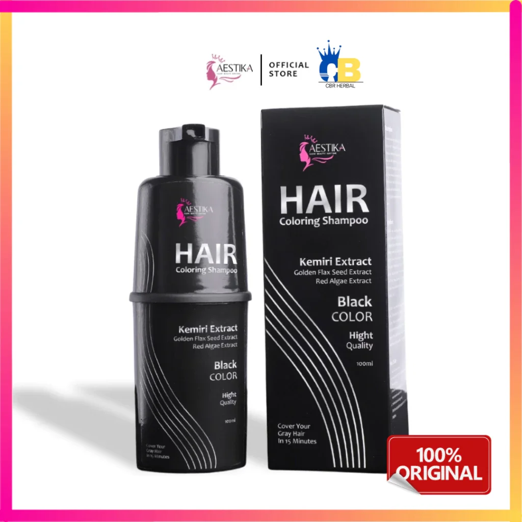 Aestika Hair coloring shampoo sampo penghitam rambut uban permanen ...