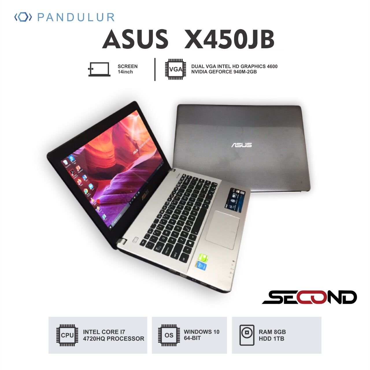 LAPTOP ASUS X450JB INTEL CORE i7 8GB/1TB NVIDIA GeFORCE-2GB | Lazada ...