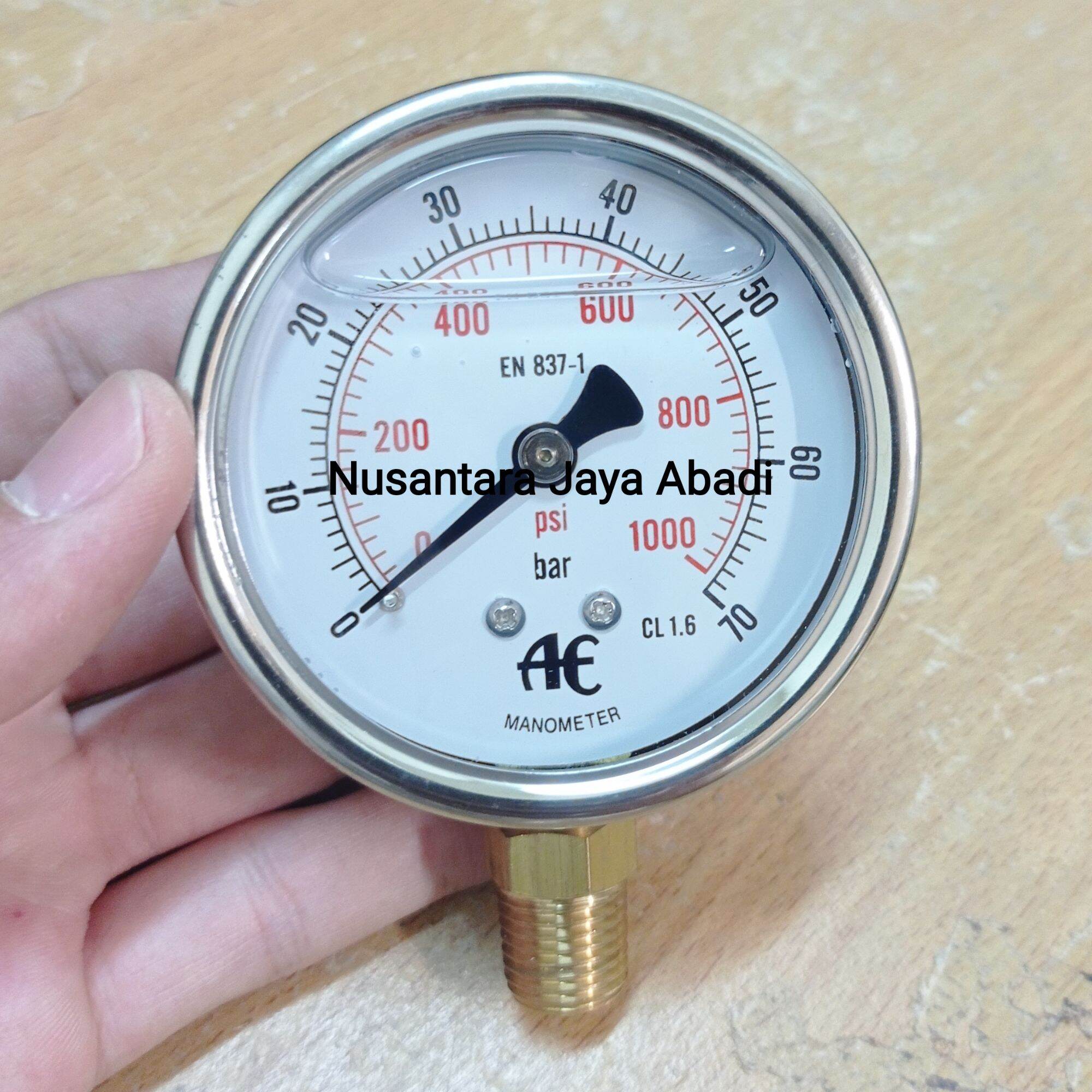 Pressure Gauge Manometer Stainless Raket Bottom 2 1/2 " inchi 70 Bar ...