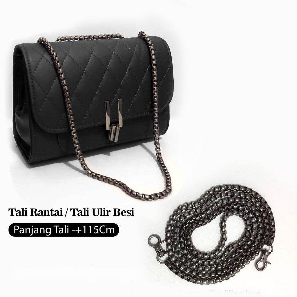 Tali Rantai gold sling bag rante panjang black nickel strap tas selempang tali tas pesta ...