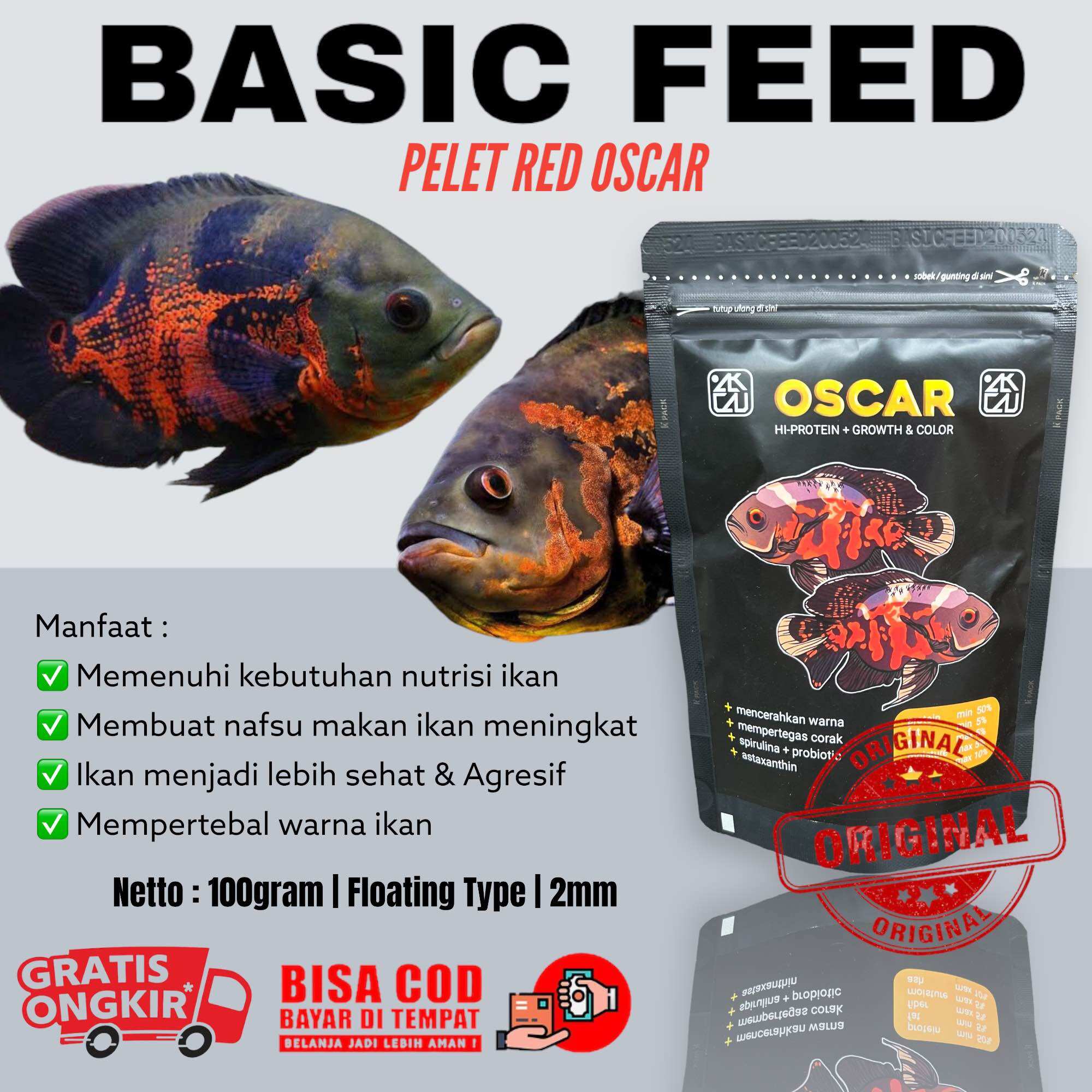 BEST PRODUCT pelet ikan oscar predator 100gr | pakan ikan | makanan ...