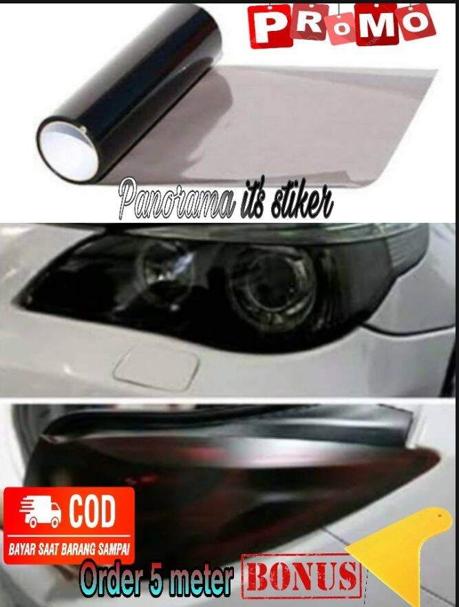sticker lampu headlamp motor mobil warna hitam mett skotlet stiker ...