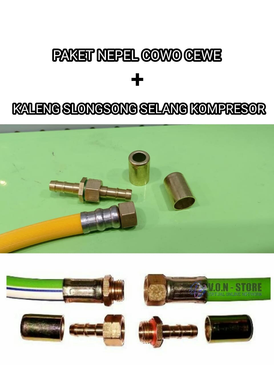 Paket Nepel selang drat dalam 1/4 + Kaleng press selongsong selang ...