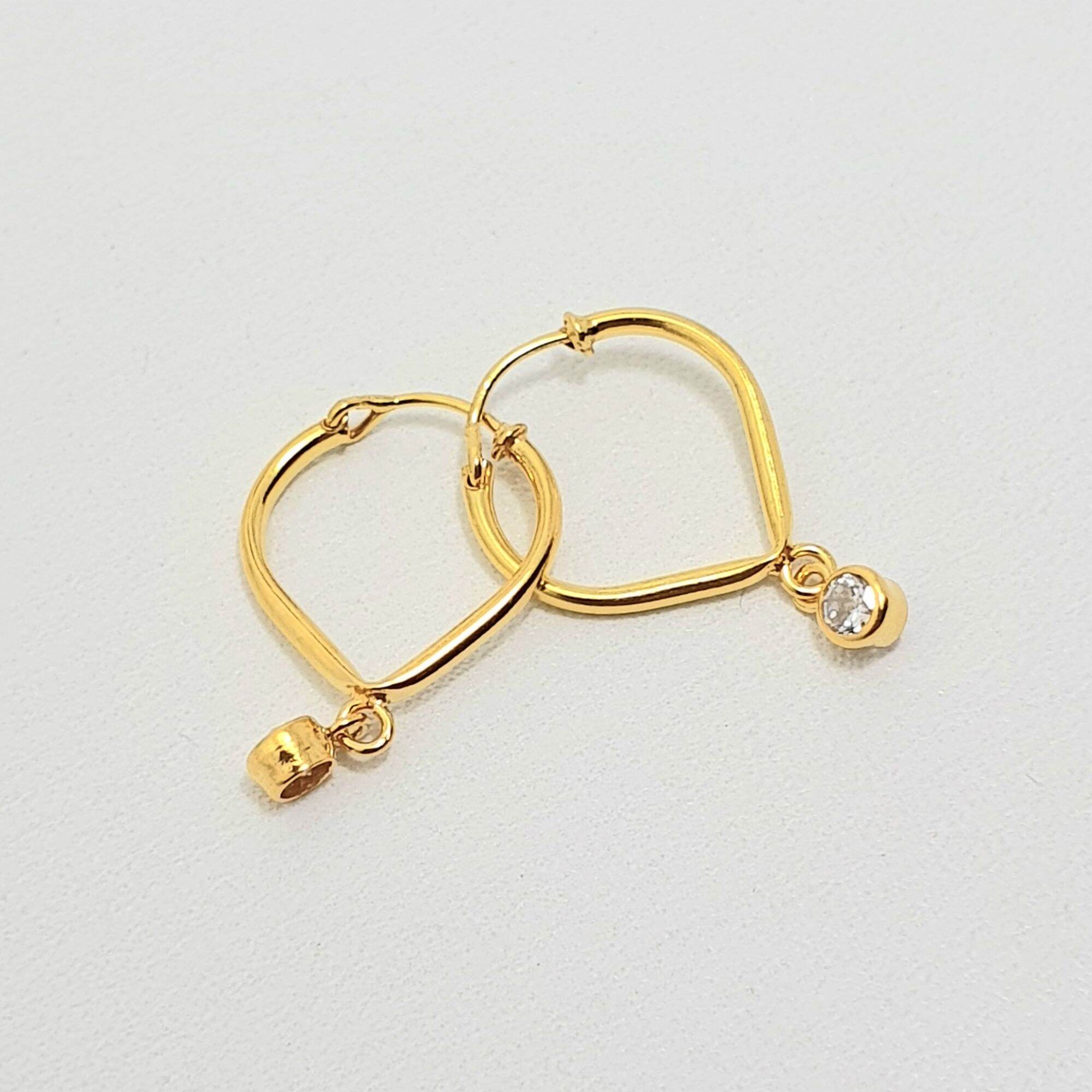 Anting Ring Emas Muda Segitiga Bandul Mata Putih 1/2 Gram | Lazada ...