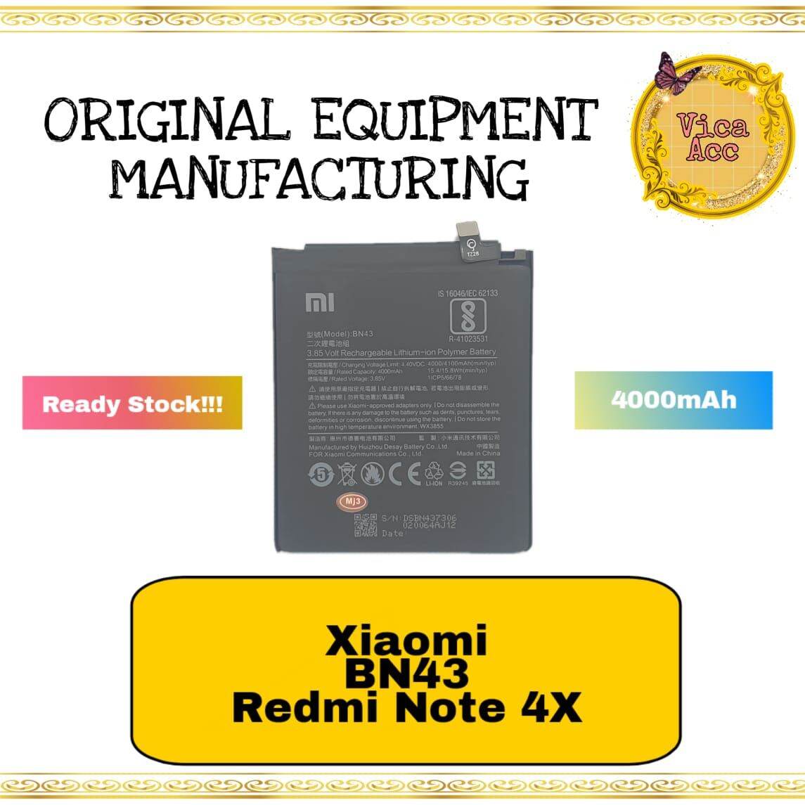 Baterai battery batre xiaomi BN43 Redmi note 4X | Lazada Indonesia