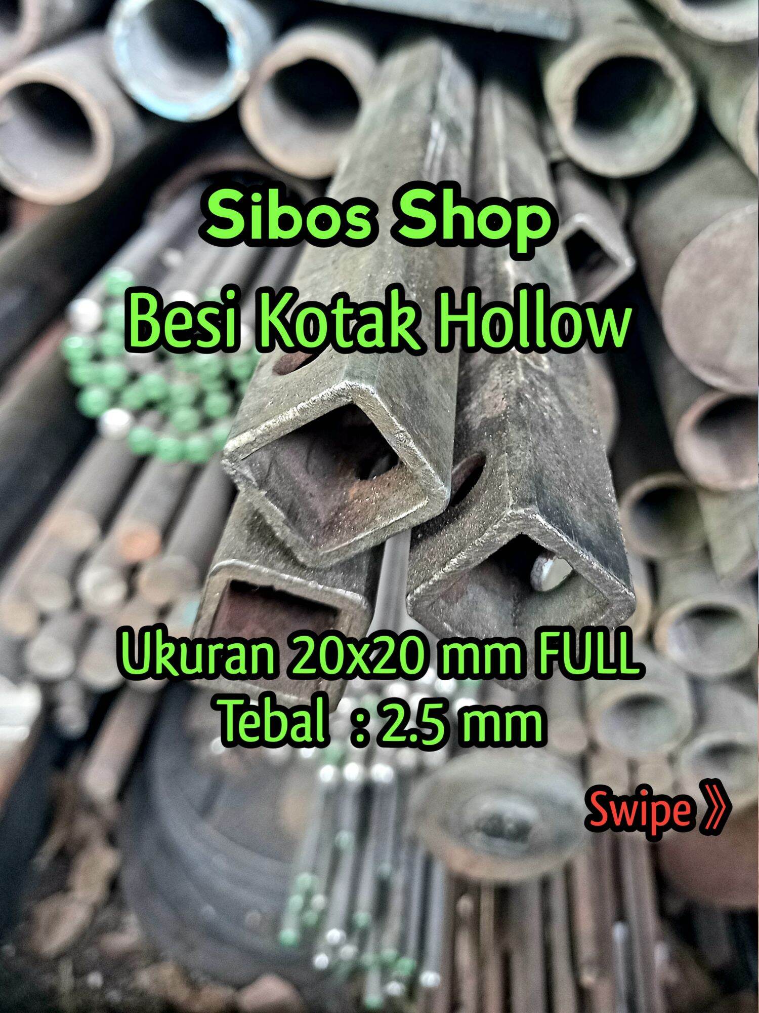 Besi Hollow Tebal 2.5mm Ukuran Full 20x20mm 2x2 cm | holo hollo ...