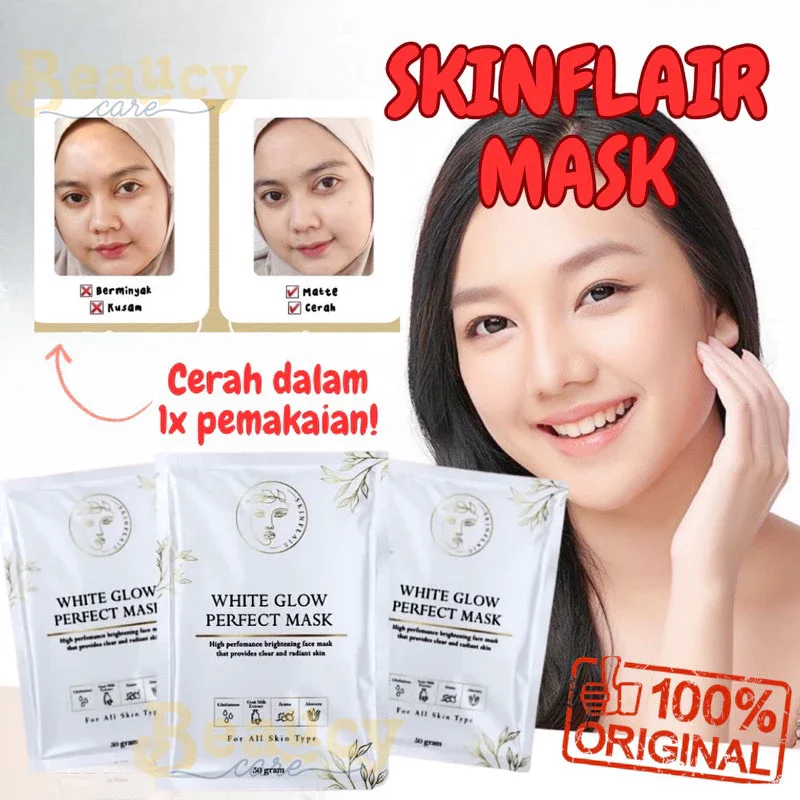 READY ! FREE KUAS MASKER SKINFLAIR WHITE GLOW PERFECT MASK | Lazada ...
