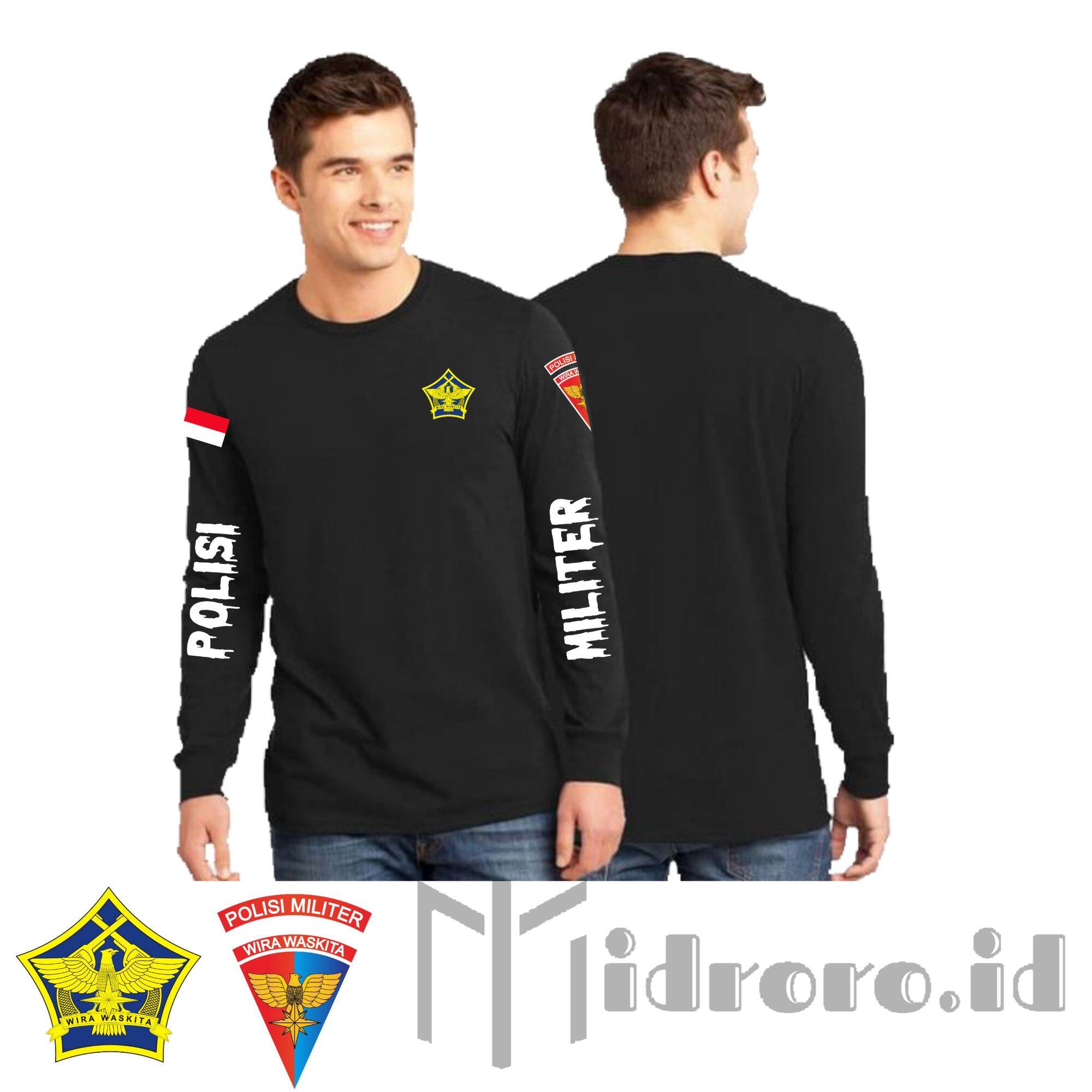 baju polisi militer angkatan udara custom warna hitam lengan panjang ...