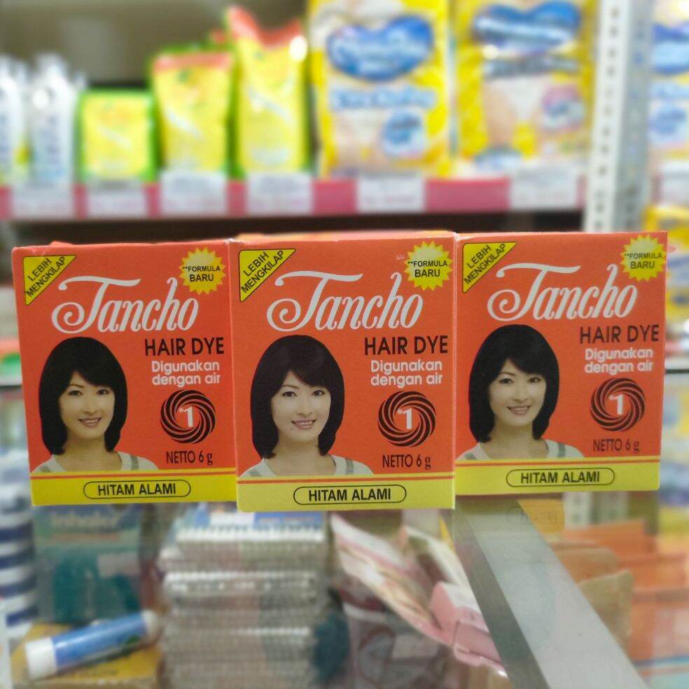 TANCHO HAIR DYE 6 GRAM / NATURAL BLACK / PEWARNA RAMBUT WARNA HITAM ...