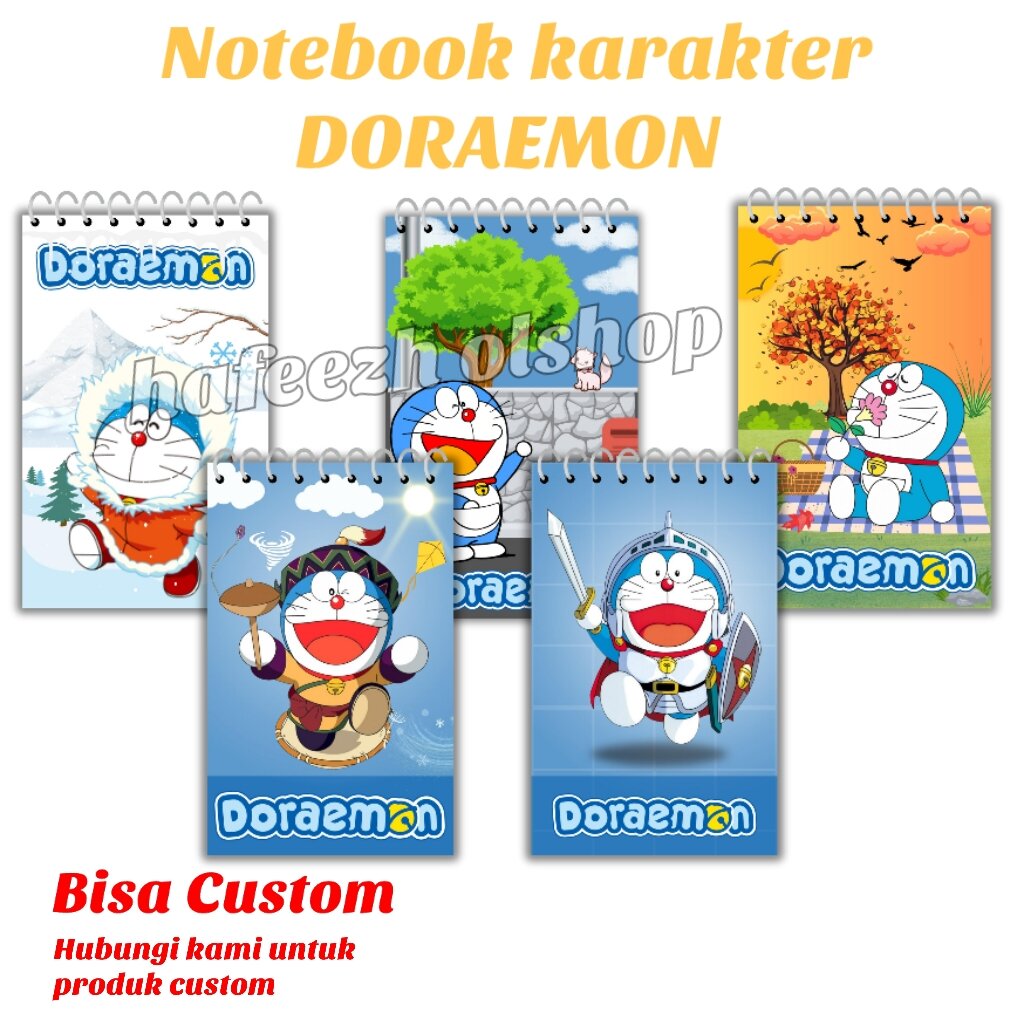 Buku Catatan Notebook Notes Notepad Spiral Doraemon Bisa Custom ...