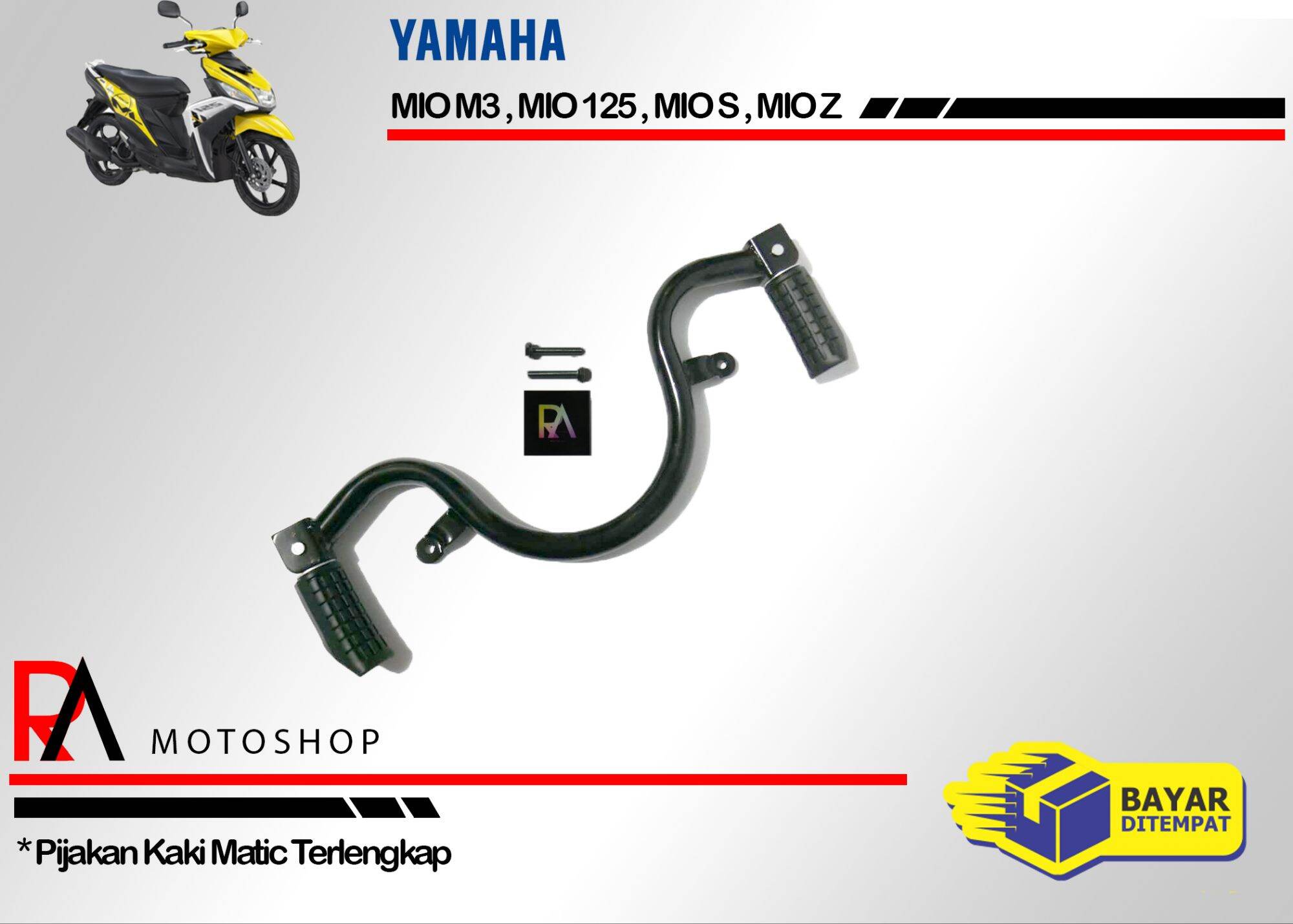 pijakan kaki/bastep besi mio m3 + baut + step karet grade A FULLSET ...