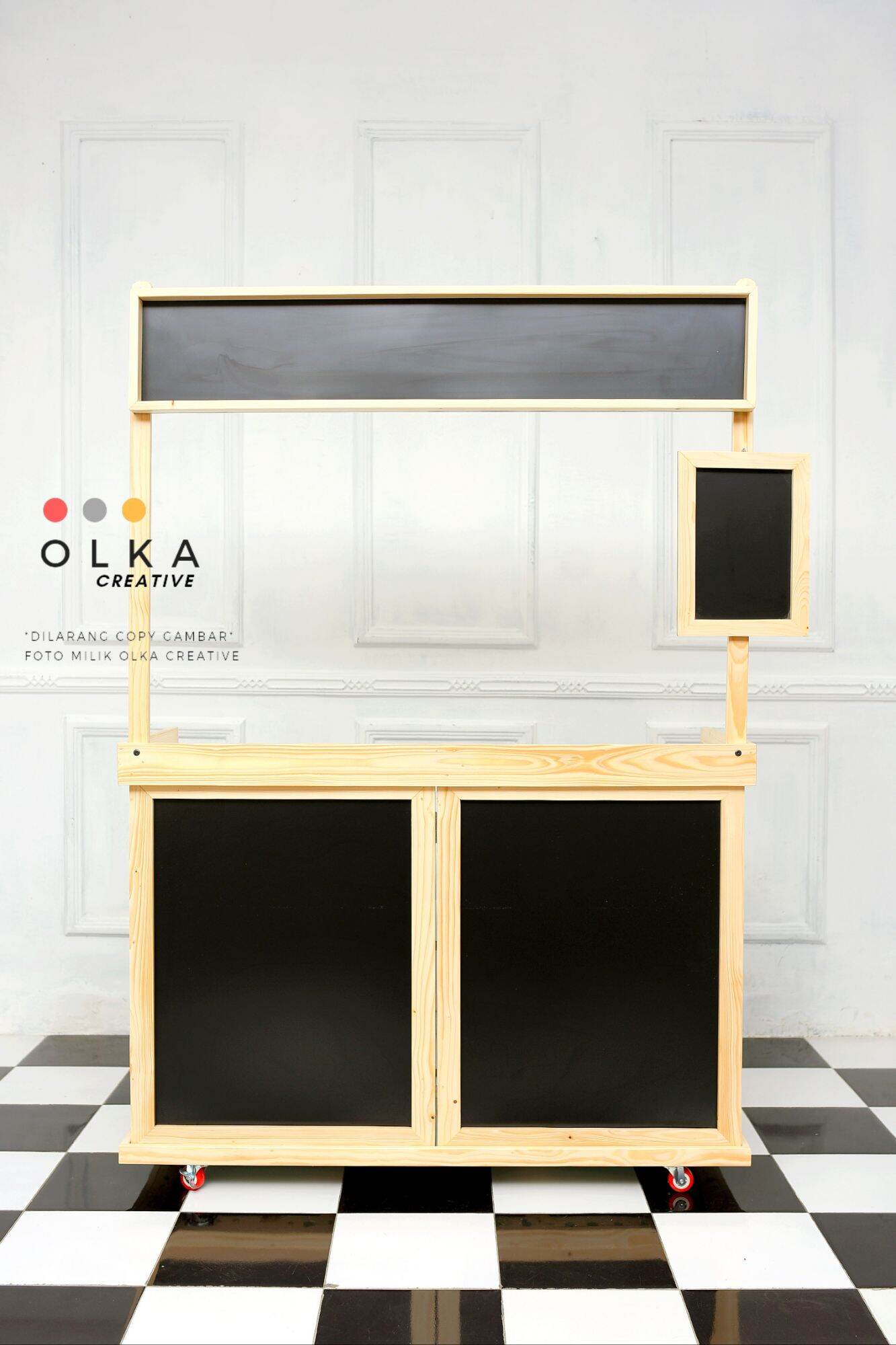 Meja Lipat Jualan Portable Tipe Roda dan Laci/ Booth Portable/Gerobak ...