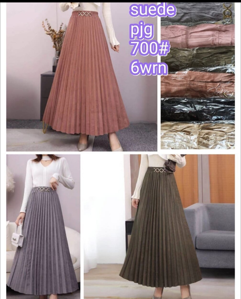 Rok Maxi suede | Rok plisket suede | Rok Maxi import | Lazada Indonesia
