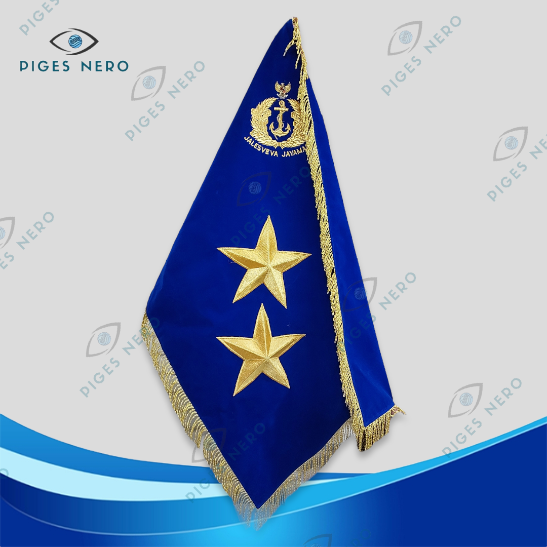 Bendera Pataka Rapati Bintang 2 Diagonal Logo TNI-AL Bordir - Biru ...