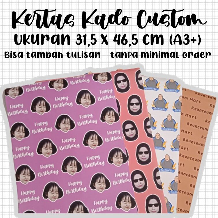 Kertas Kado Custom Gift Paper Pakai Foto Ukuran A3+ Glossy | Lazada ...