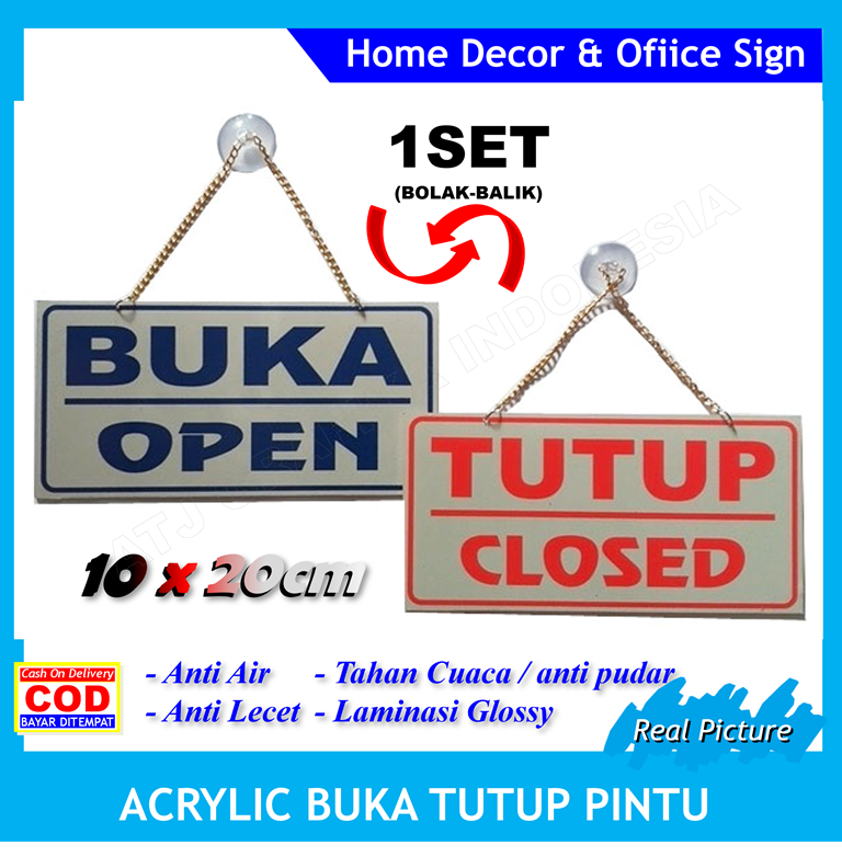 Stiker akrilik buka tutup sticker acrylic open close toko mall cafe ...