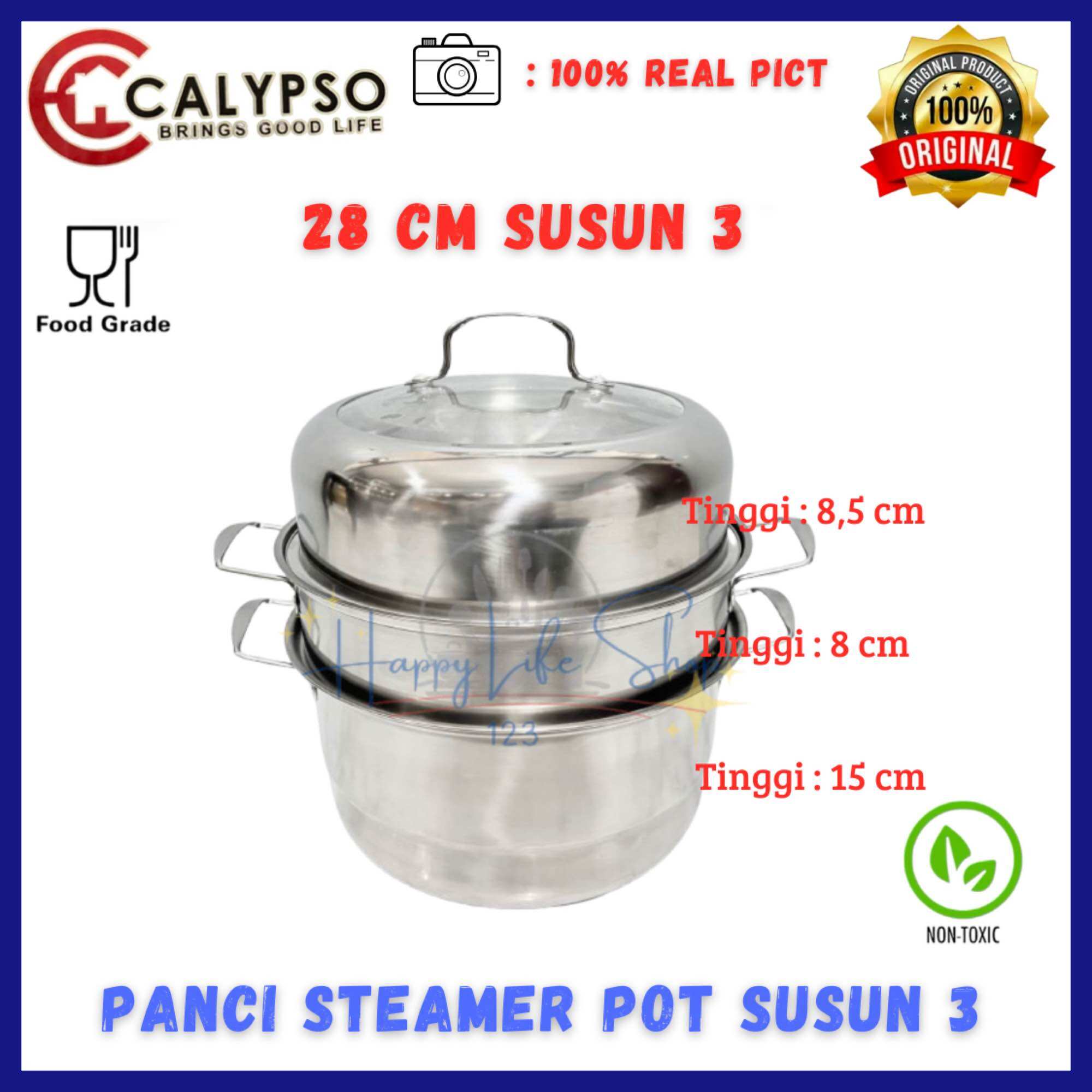Panci Steamer Pot Stainless Susun 3 CALYPSO / Panci Steamer Stainless 3 ...