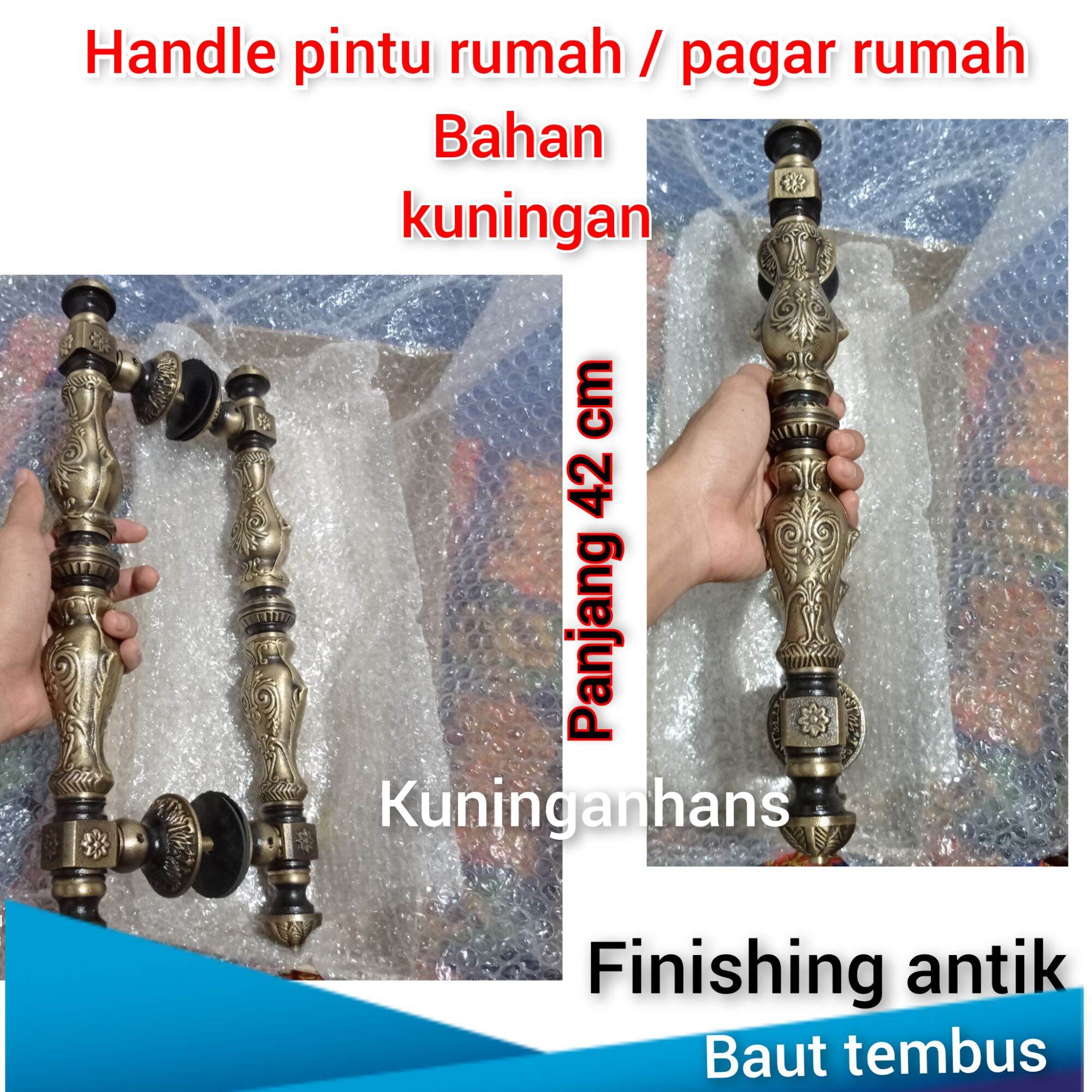 handle pintu rumah 2 pintu unik antik kuningan | Lazada Indonesia