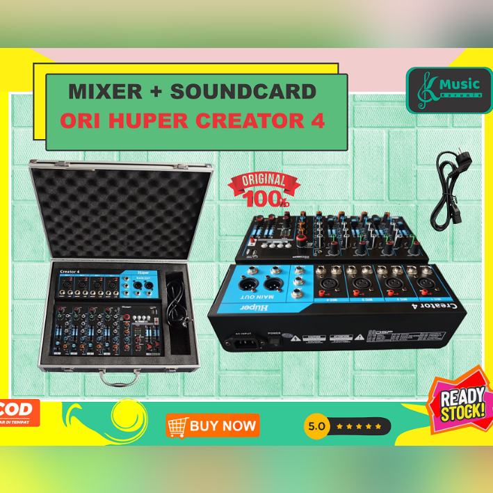 ( COD ) Mixer Huper Creator 4 Original 4 Chanel Bluetooth USB Soundcard ...