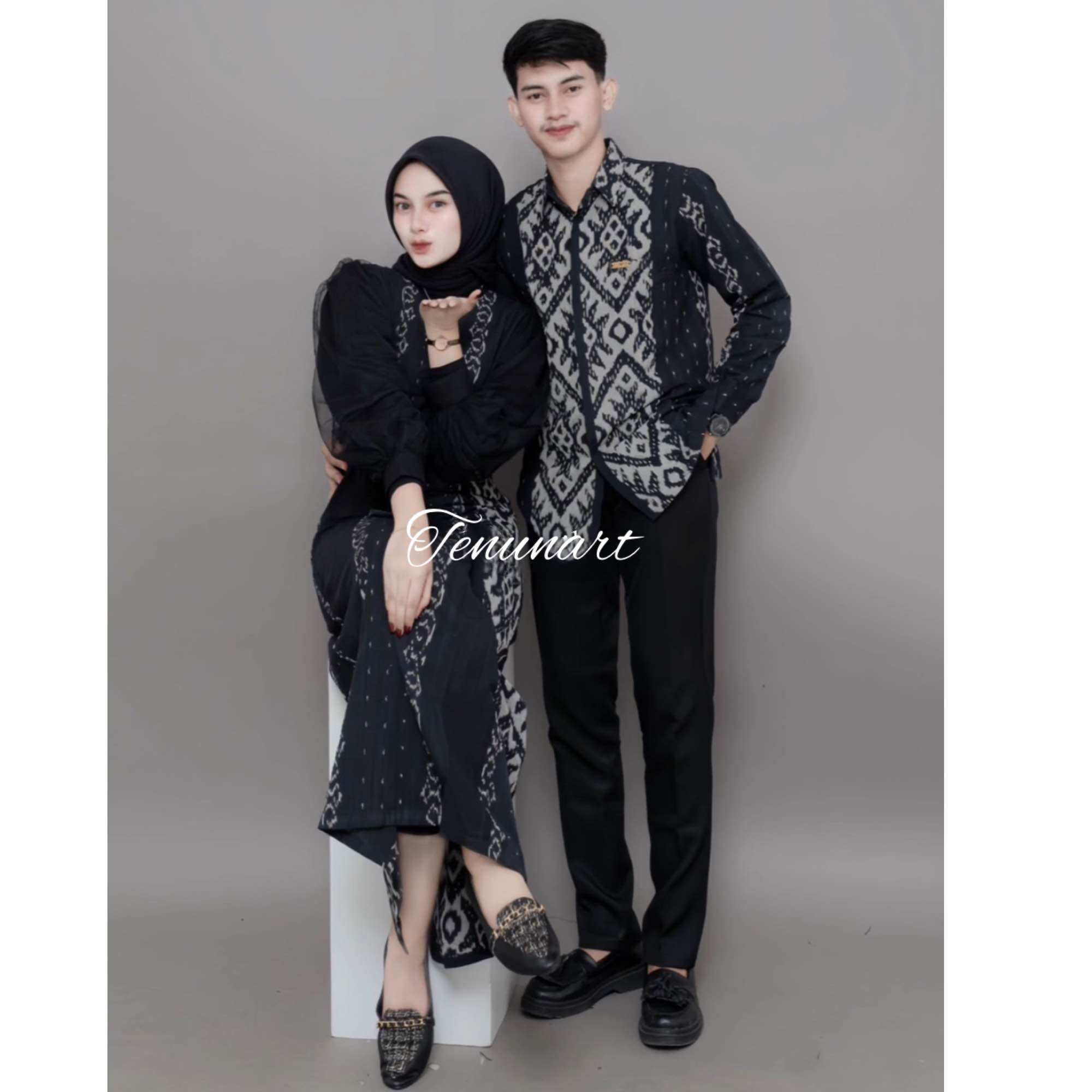 set baju couple tenun fatma hitam- baju couple kondangan - tenun couple ...