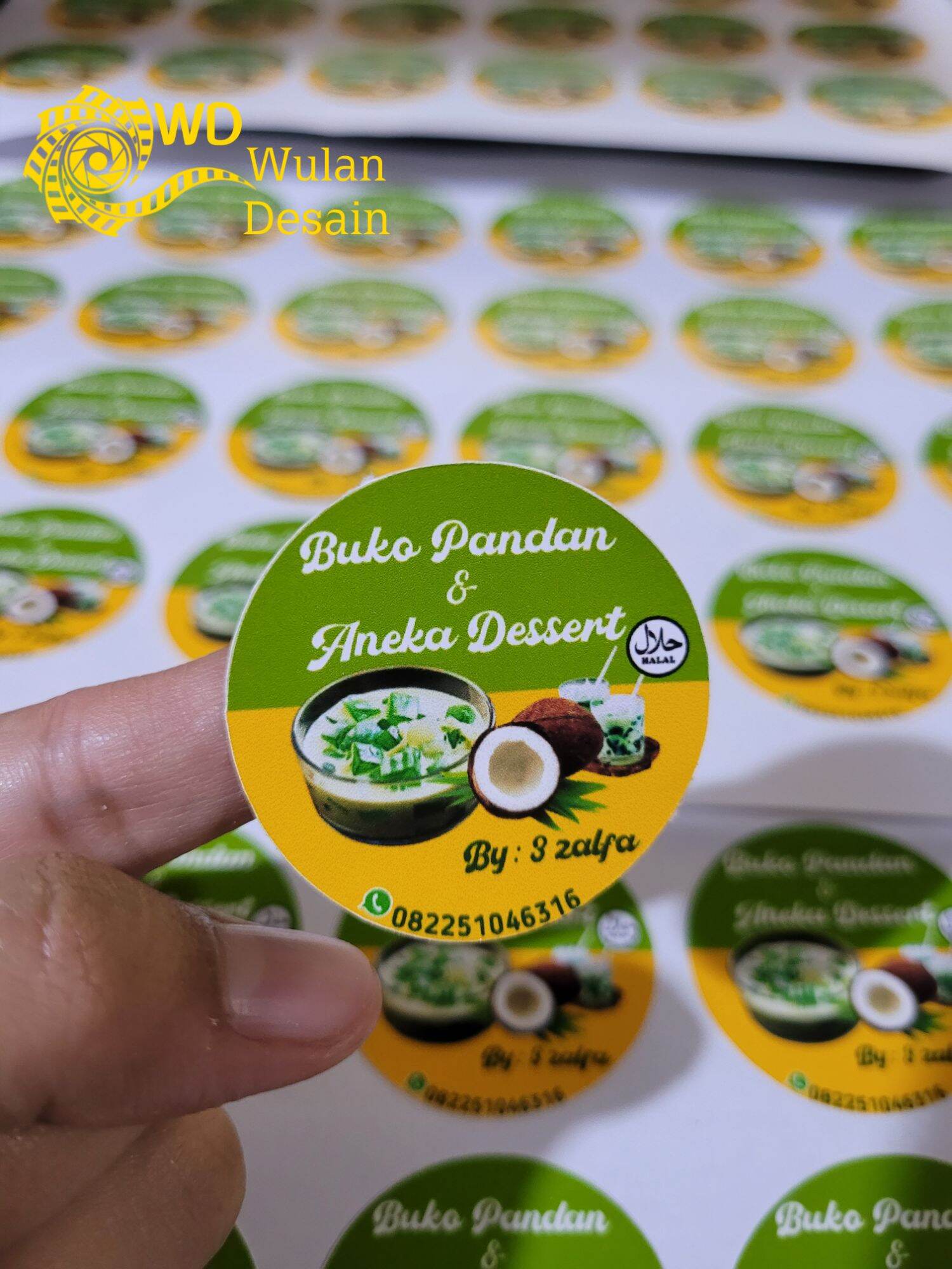 Jasa Desain & Cetak Stiker Label Khusus Buko Pandan Ukuran 4cm Bentuk ...