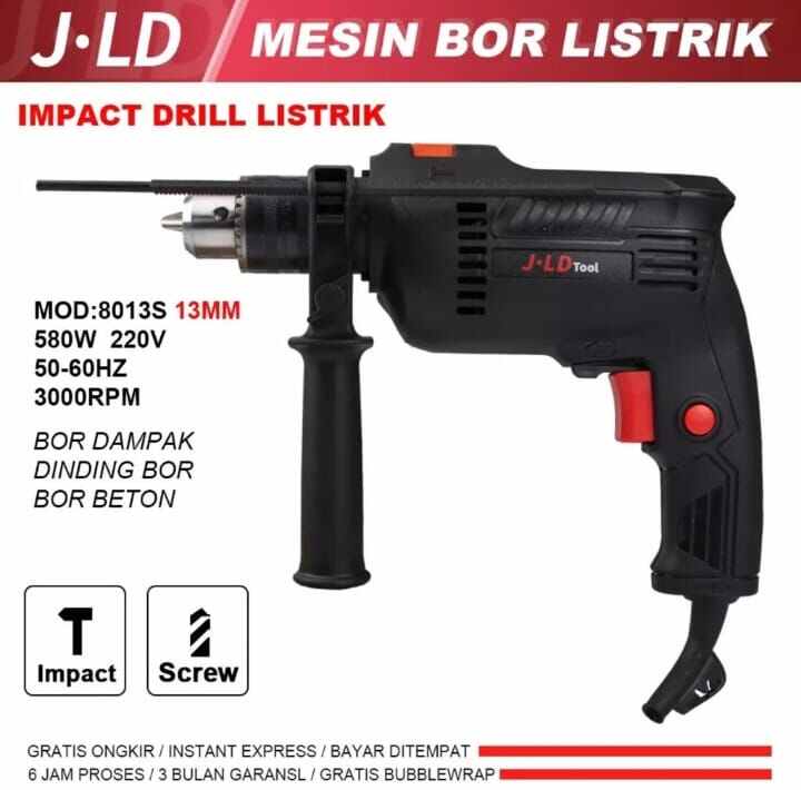 Mesin Bor JLD 13 mm + Mesin Bor Tembok Drill + 580 watt Serbaguna 220 ...
