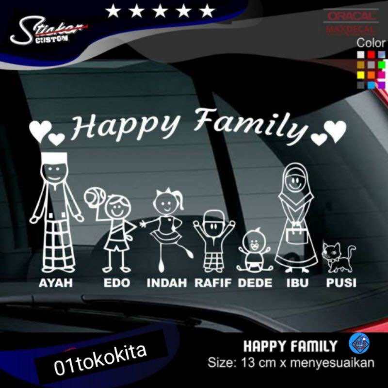 STIKER CUTTING KACA BELAKANG MOBIL- STICKER CUTING HAPPY FAMILY MURAH ...