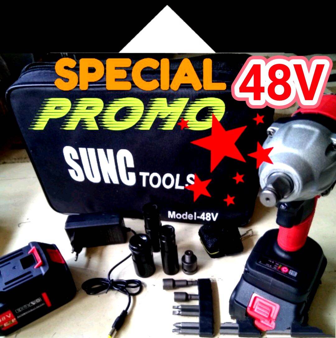 Impact Wrench Cordless 48V Brushless SUNC Tools Bor Buka Baut Mobil ...